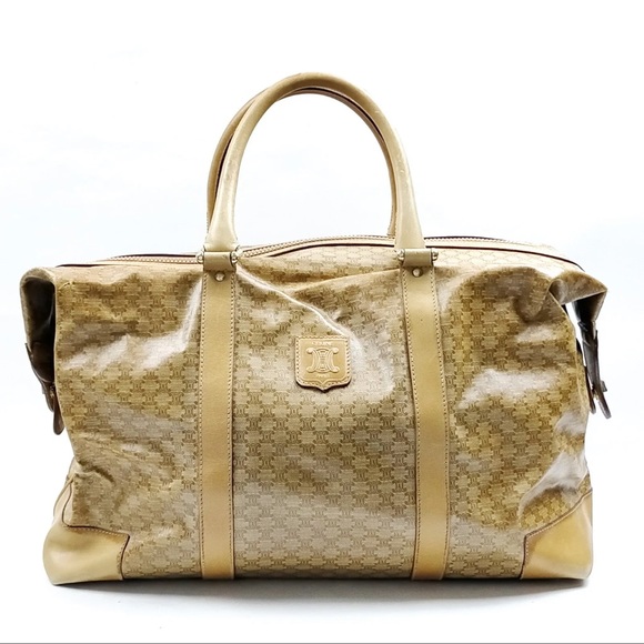 Celine | Bags | Celine Boston Bag Brown Pvc | Poshmark